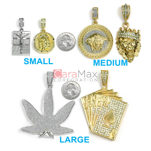 Hip Hop Charms Set Iced Out Necklace LED Display with Lock Small Gold Non Religious 60 PC